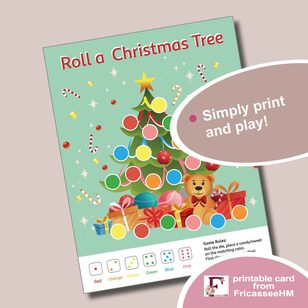 Printable Christmas Kids Table Game. Roll a Christmas Tree Game ...