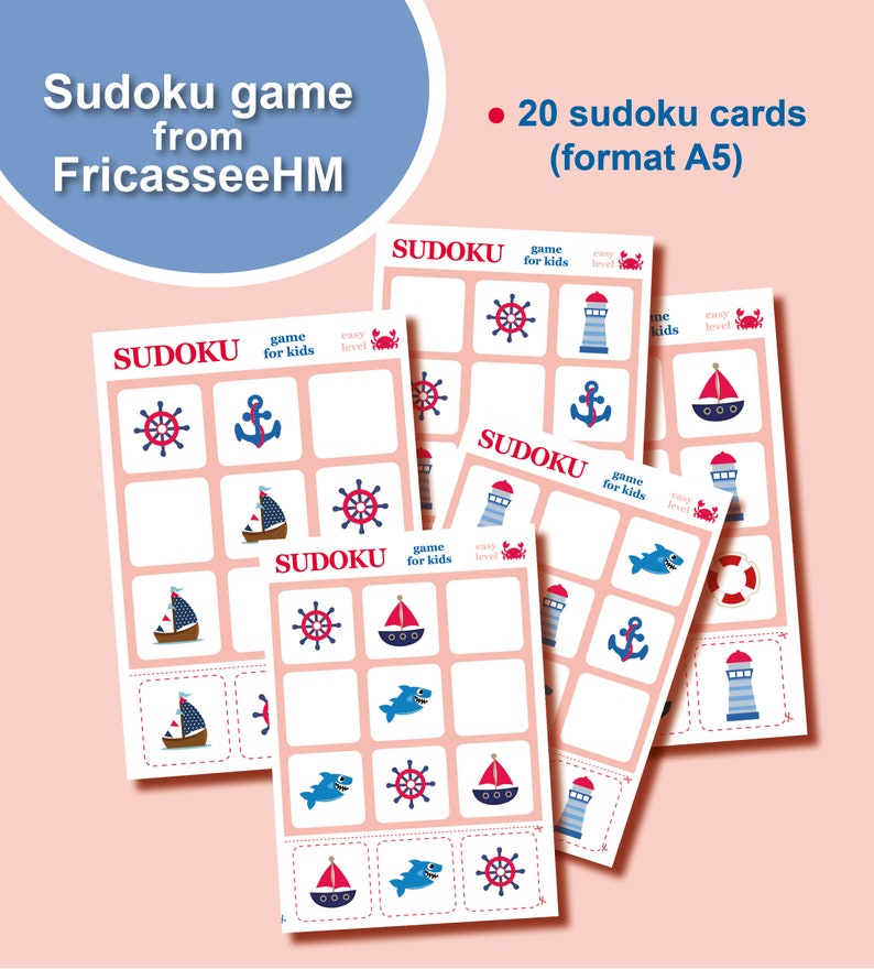 Easy Sudoku Puzzles, 20 Printable Cards, Sudoku Game for Kids and ...