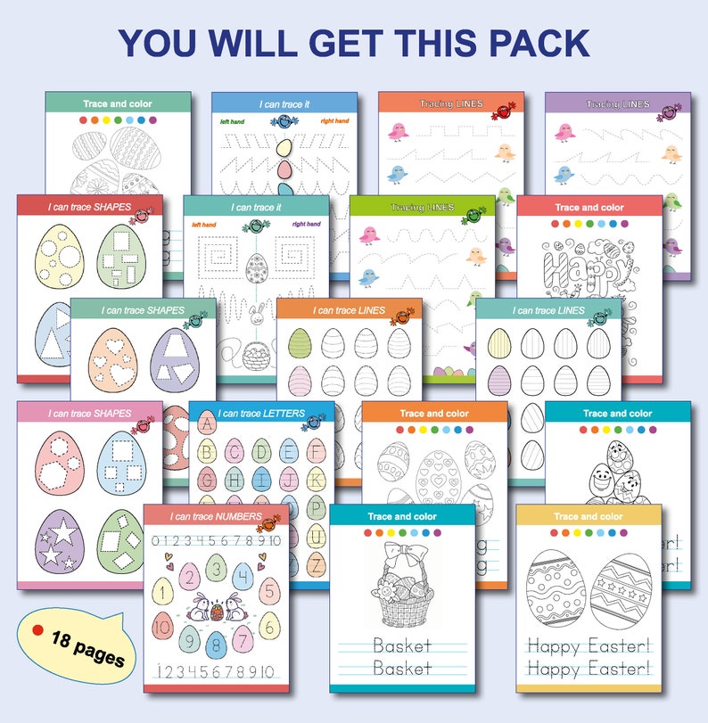 Easter Eggs Kids Book. Tracing Printable Worksheets for Preschool ...