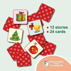 Christmas Memory Game for Preschool Children, Montessori New Year Card ...