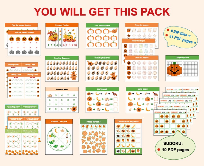 Pumpkin Learning Pack. Printable Pumpkin Activities. Printable Pumpkin ...
