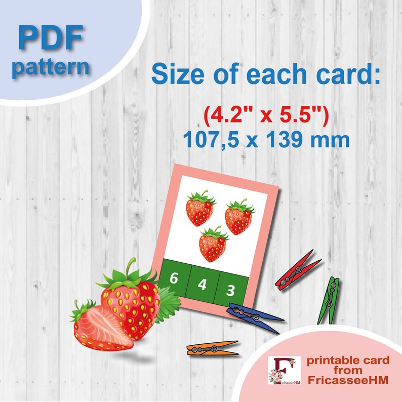Strawberry Count and Clip Cards 1-10. Printable Preschool Activity ...