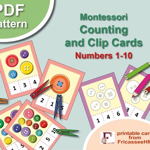 Montessori Buttons Clip Cards for Toddler, Numbers 1-10, Preschool ...