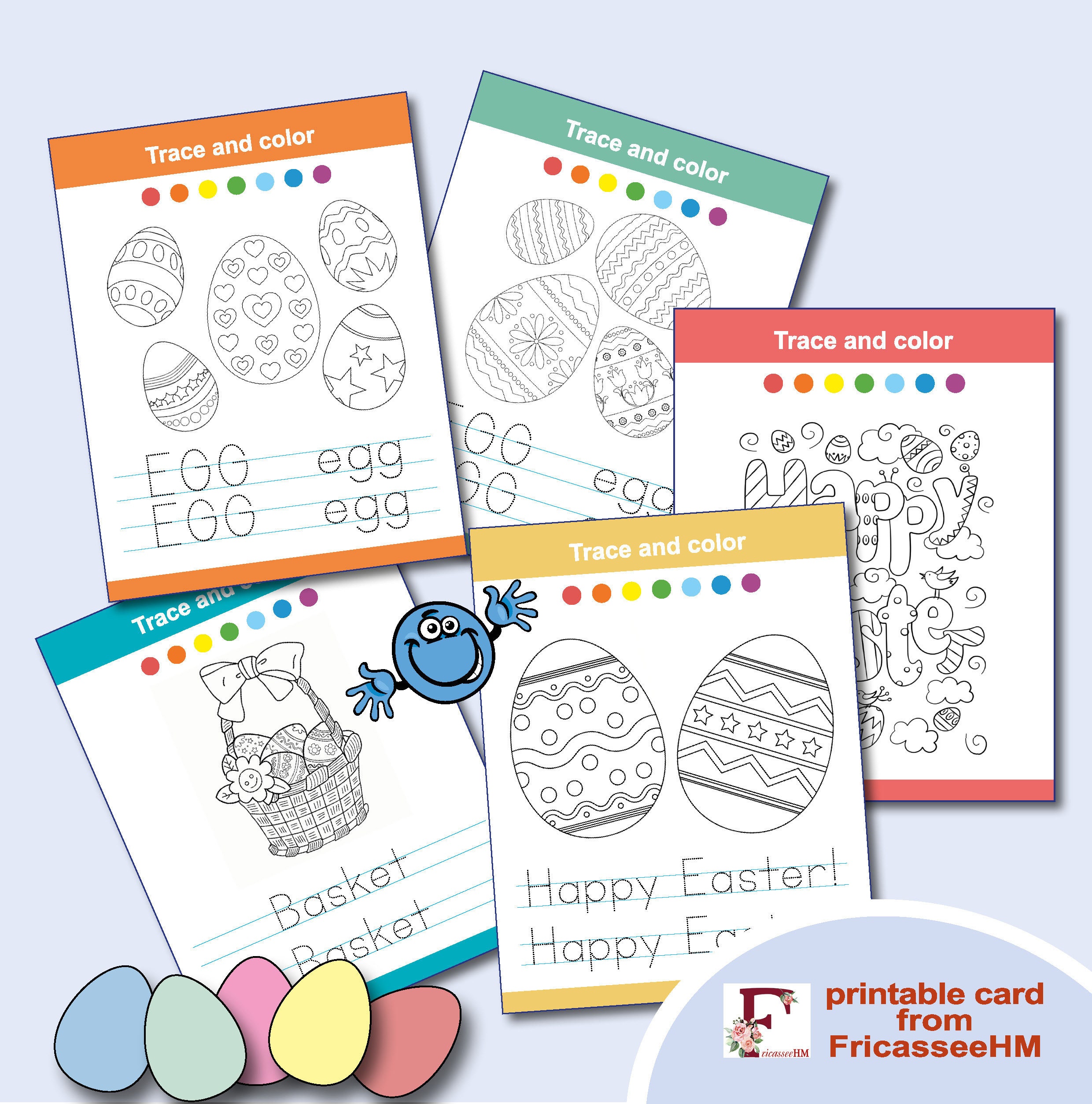 Easter Eggs Kids Book. Tracing Printable Worksheets for Preschool ...
