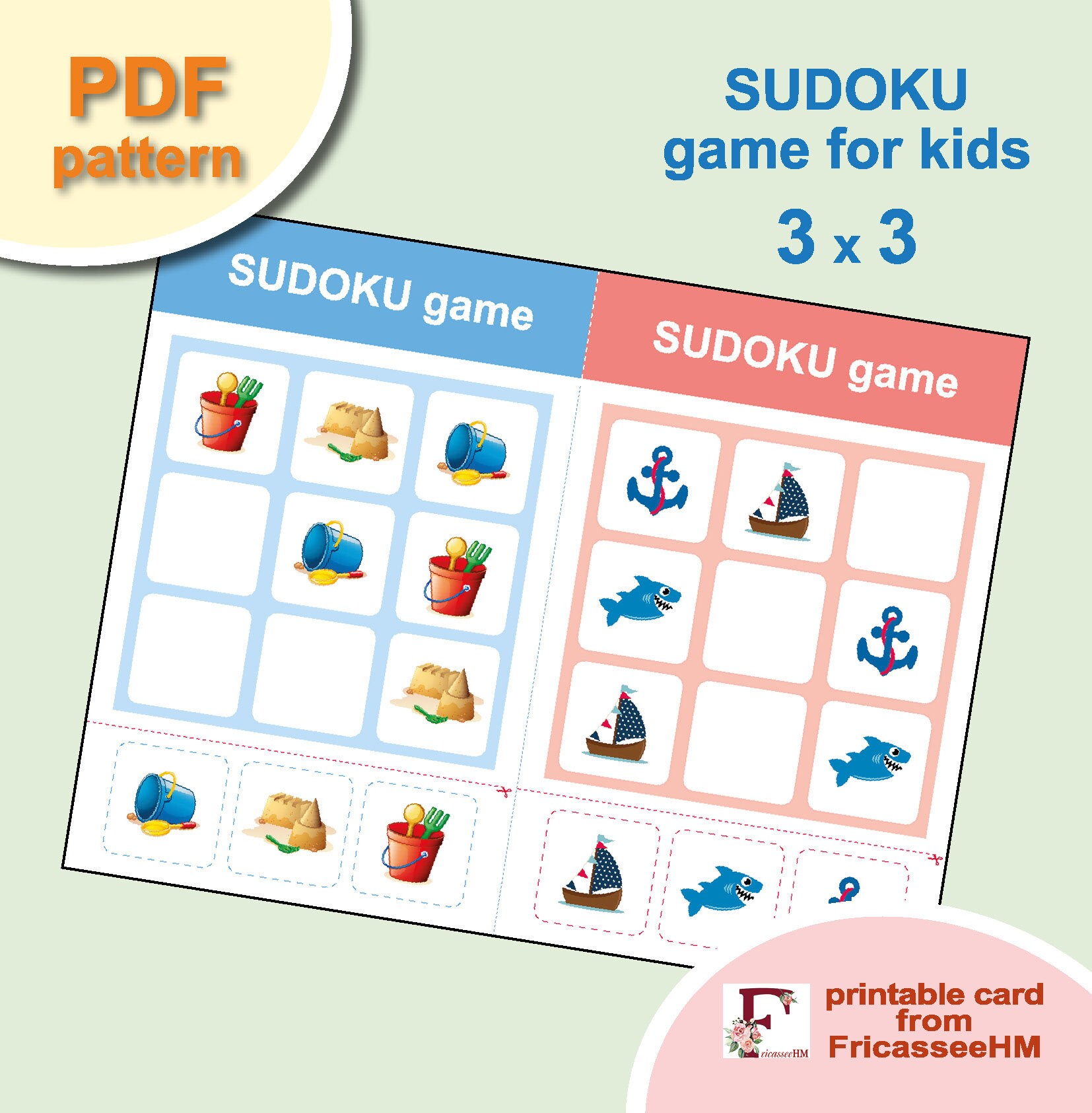 Summer Sudoku for Kids Printable. Kindergarten Activity. Montessori ...