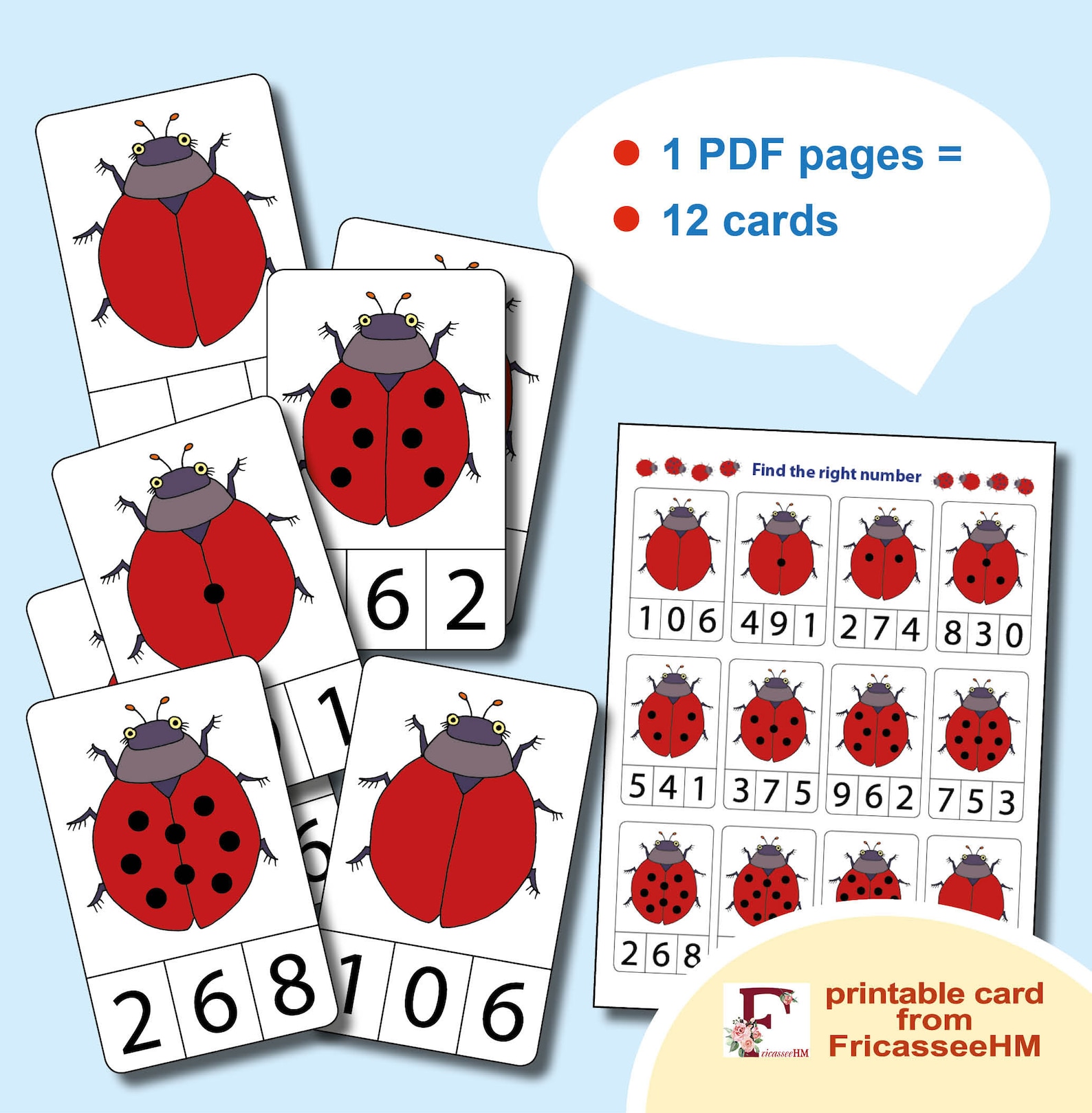 Printable Montessori Counting Cards0-10, Preschool Maths, Homeschool ...