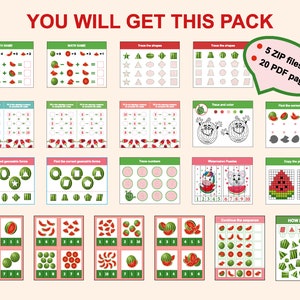 Watermelon Preschool Printable Busy Book, Toddler Learning Pack ...
