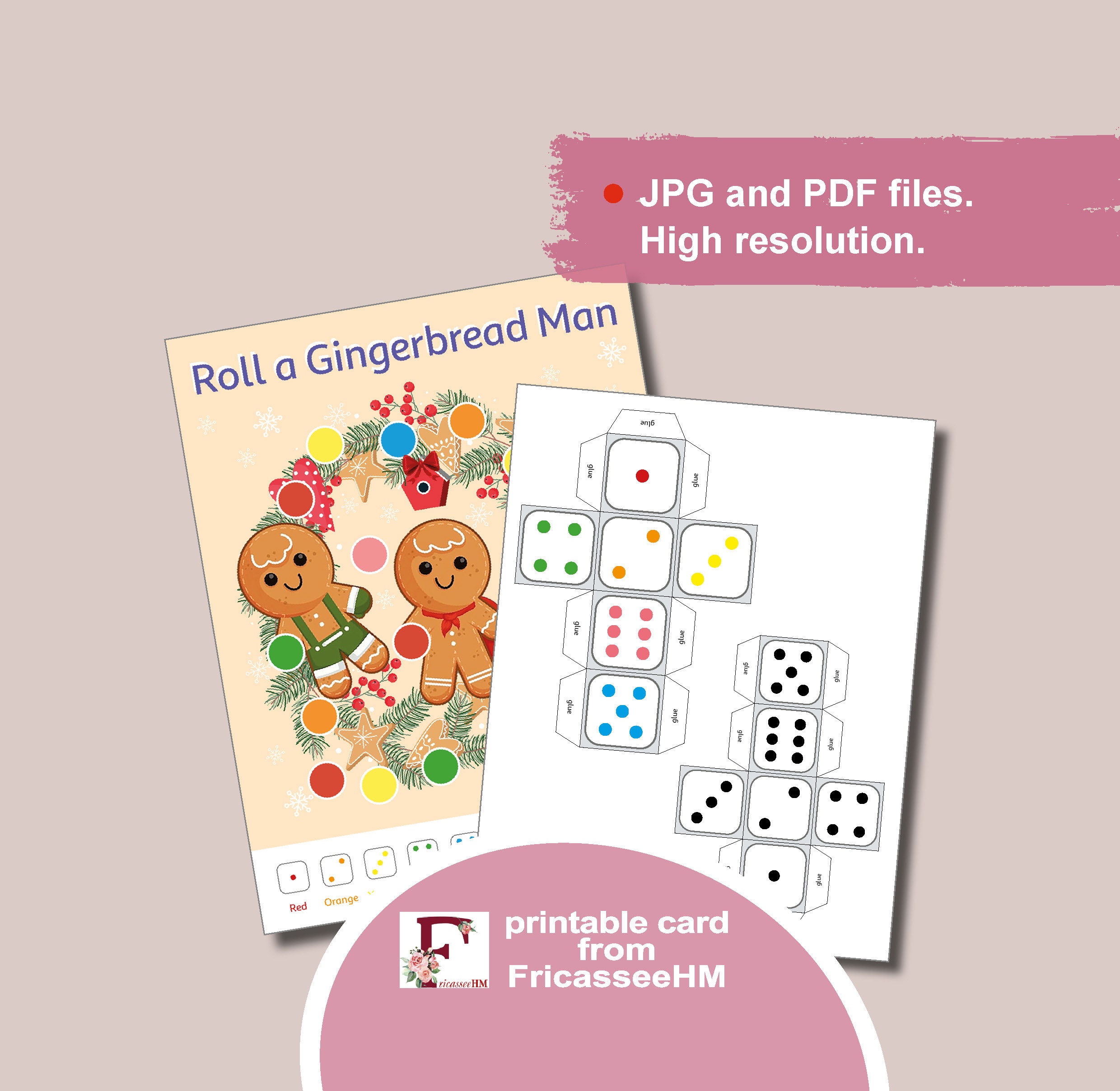 Roll-a-gingerbread Man Game. Christmas Activity for Family. Printable ...