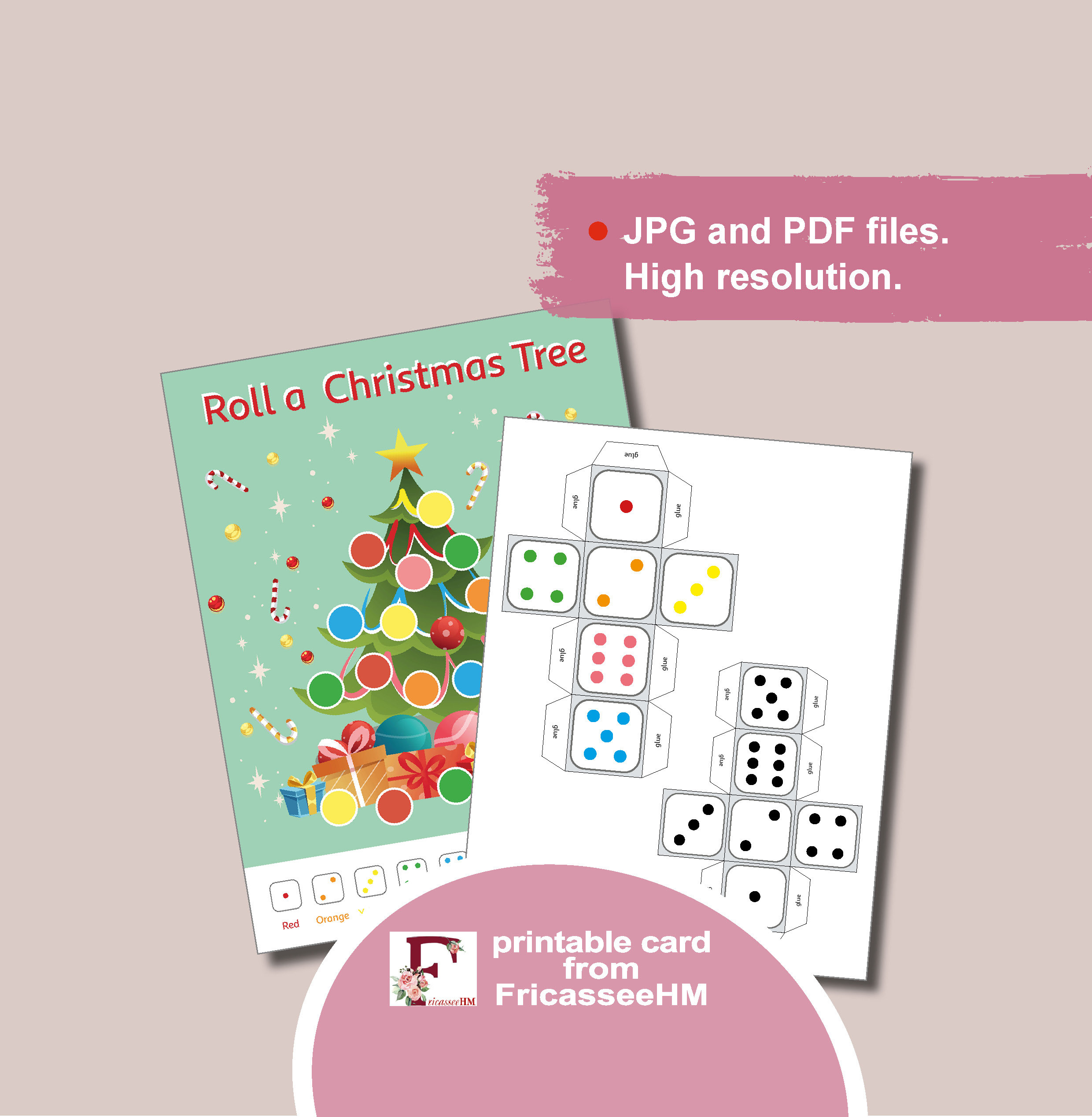 Printable Christmas Kids Table Game. Roll a Christmas Tree - Etsy