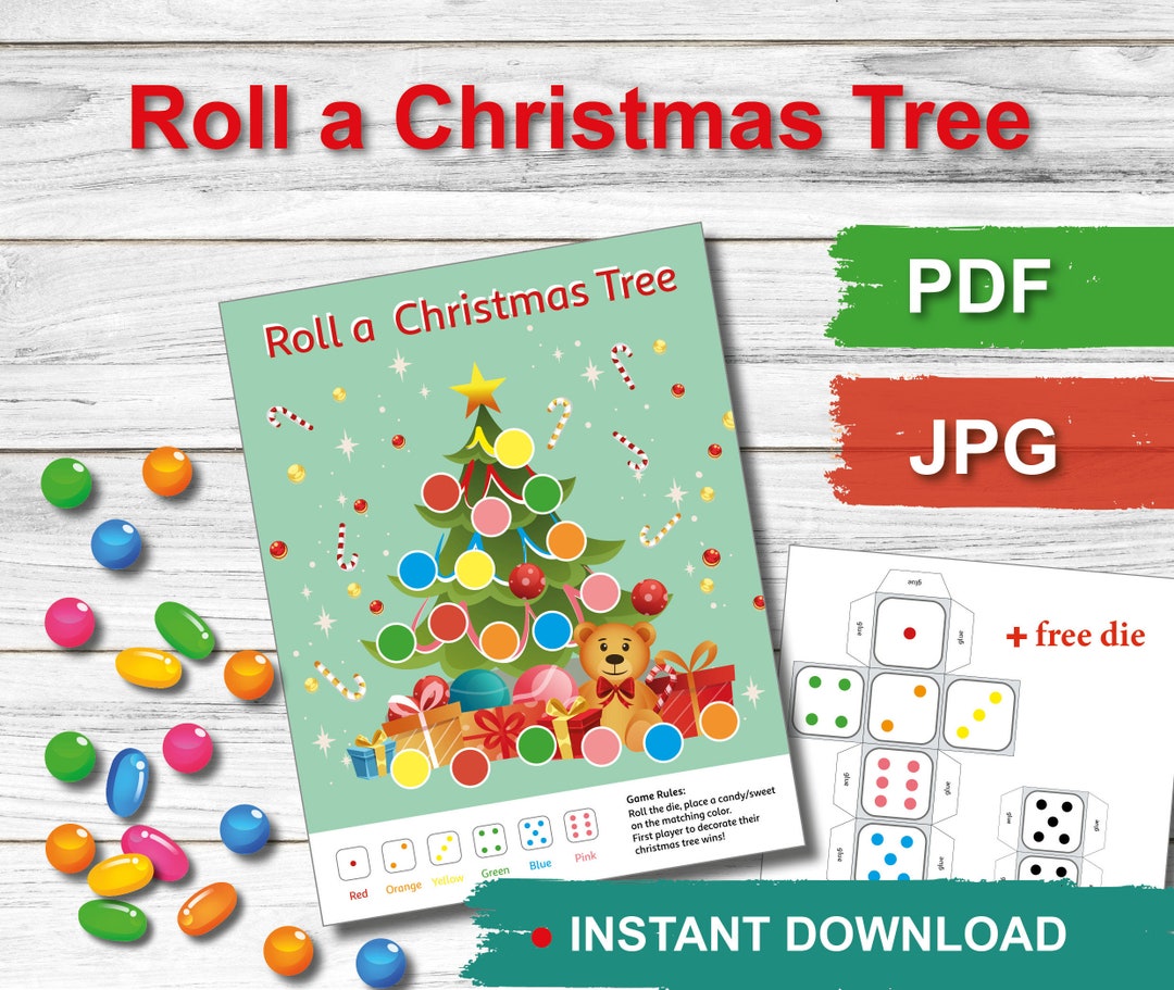 Roll A Christmas Tree Dice Game: Printable Holiday Activity (PDF/JPG ...