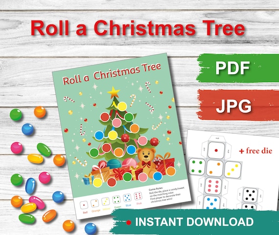 Printable Christmas Kids Table Game. Roll a Christmas Tree - Etsy