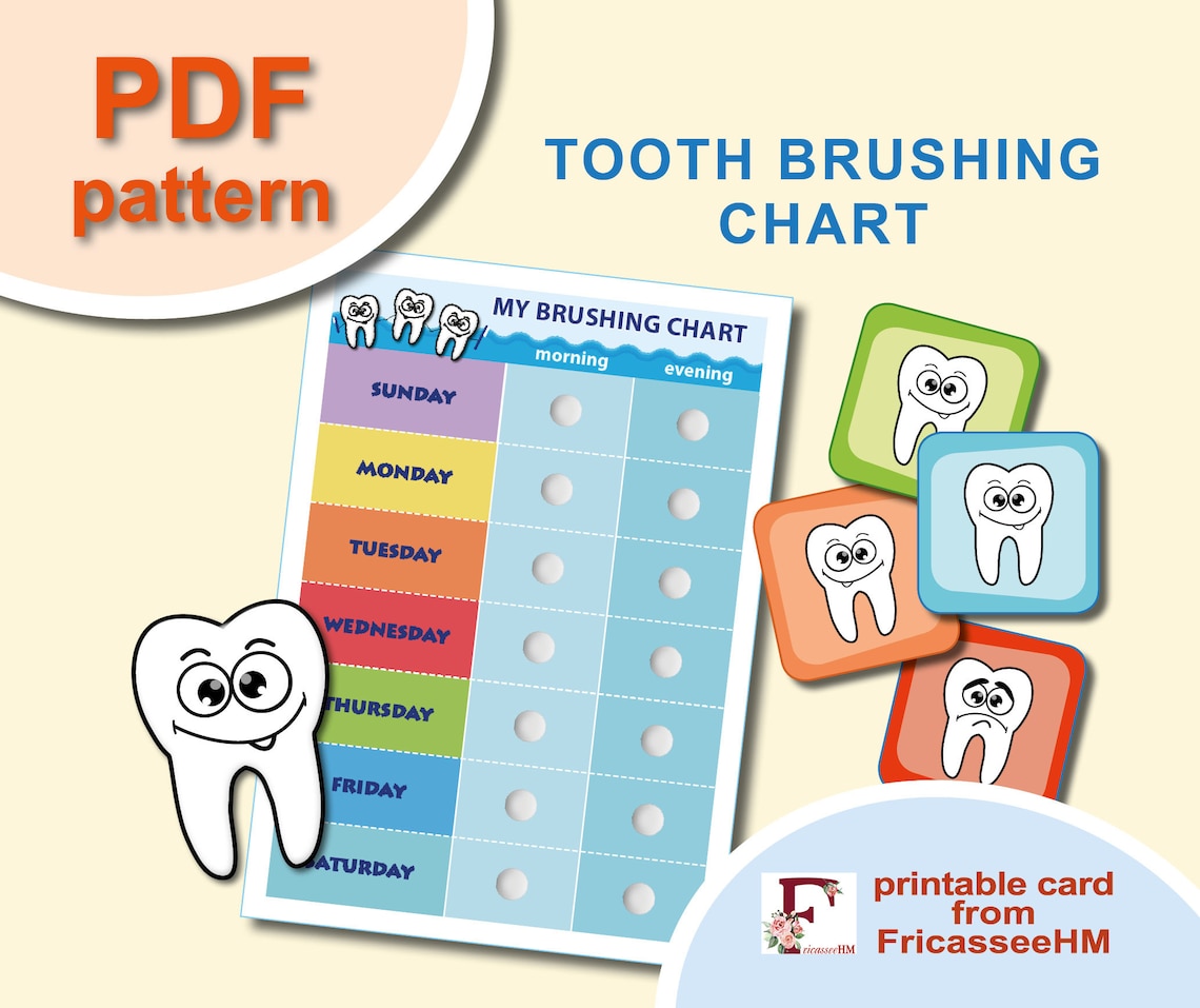 Toothbrush Cards, Printable Montessori Calendar, Tooth Fairy Gift, My ...