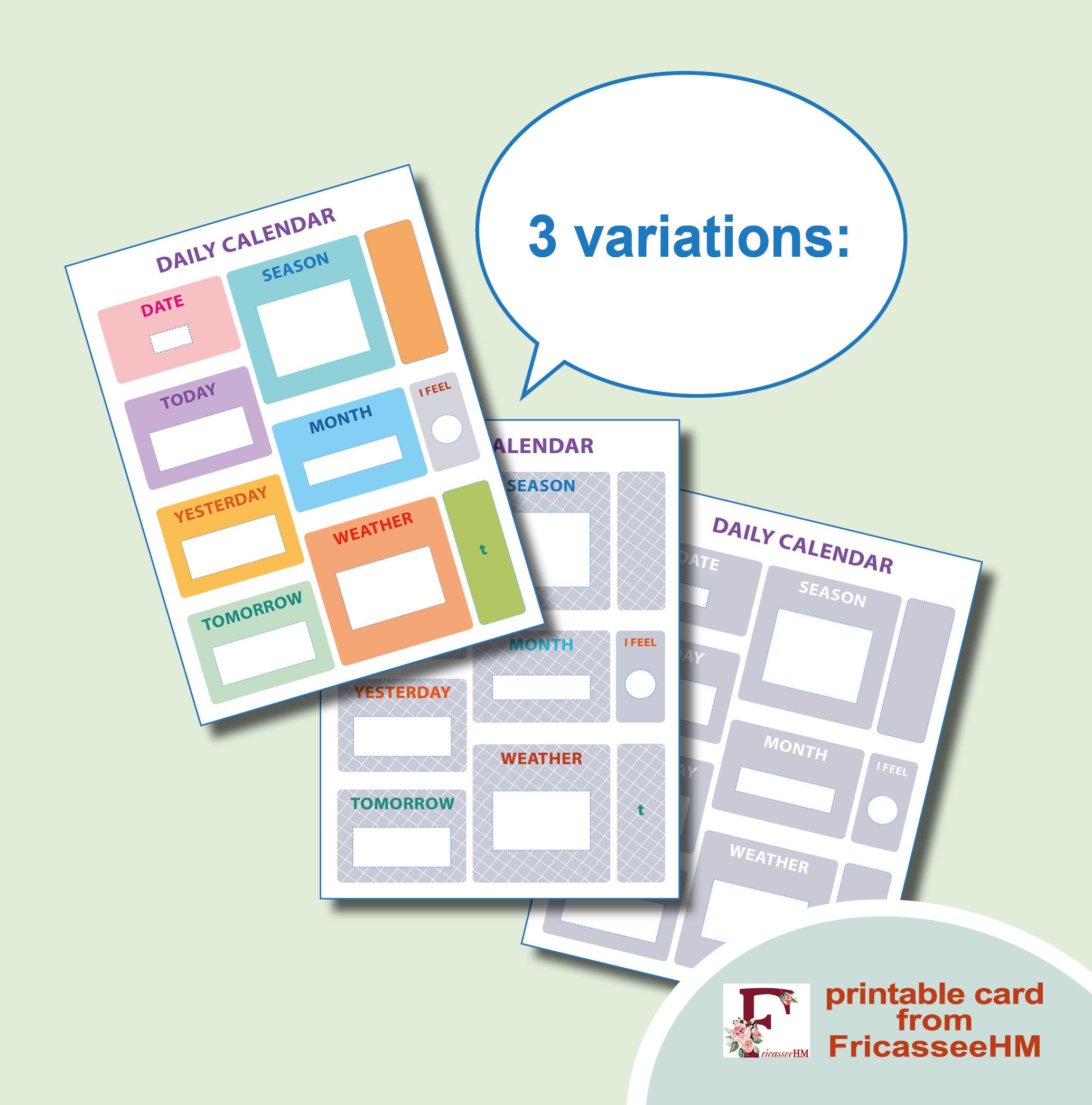 Printable Weather Calendar, Seasons, Month of the Year, Day of the Week ...