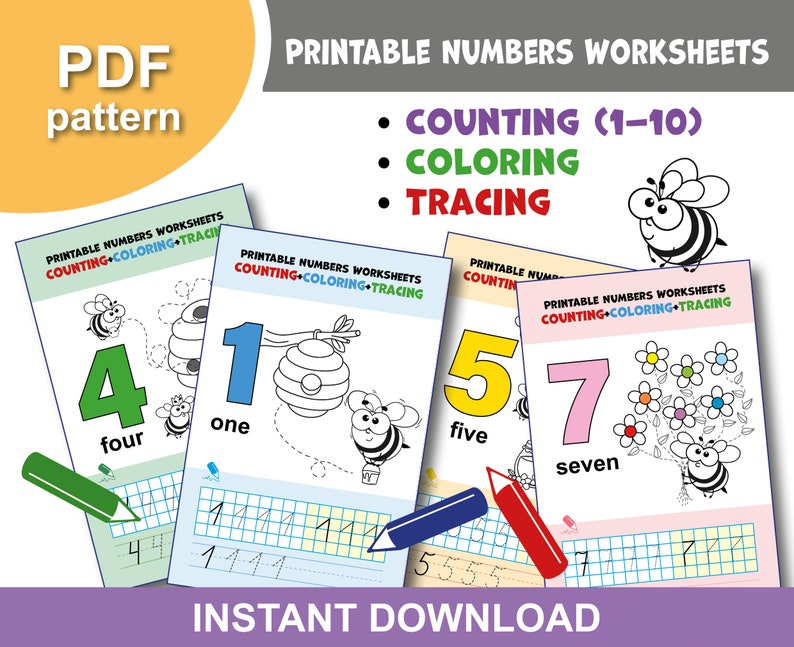 Printable Coloring Pages for Kids. Numbers Tracing Worksheets ...
