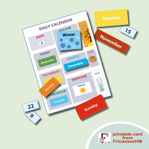 Printable Weather Calendar, Seasons, Month of the Year, Day of the Week ...