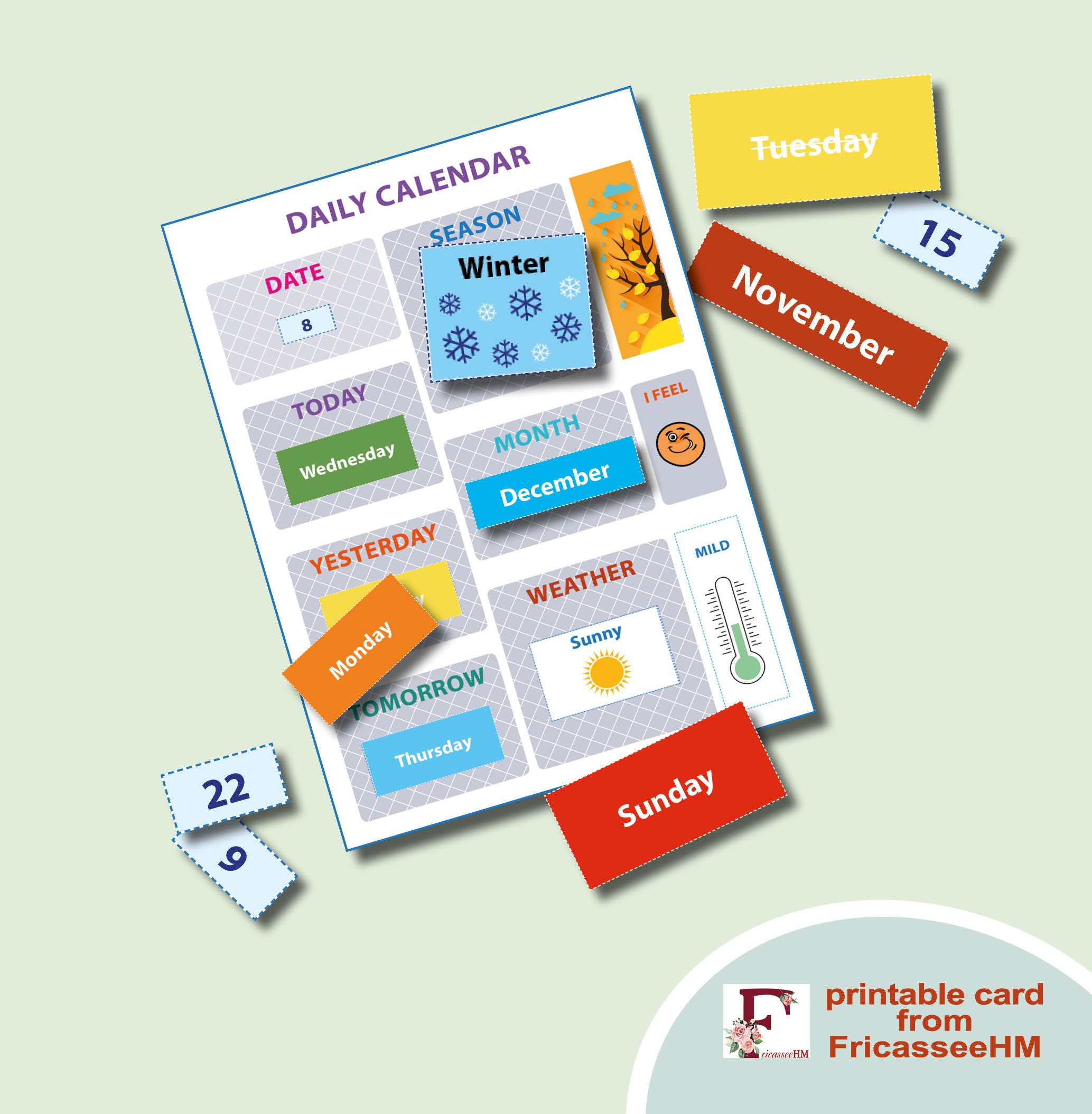 Printable Weather Calendar Seasons Month of the Year Day of - Etsy Denmark