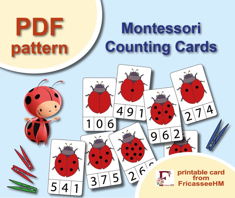 Printable Montessori Counting Cards0-10, Preschool Maths, Homeschool ...