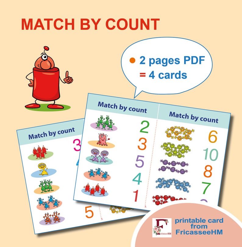 Monsters Number Book: Toddler Counting Cards (digital Download) - Etsy