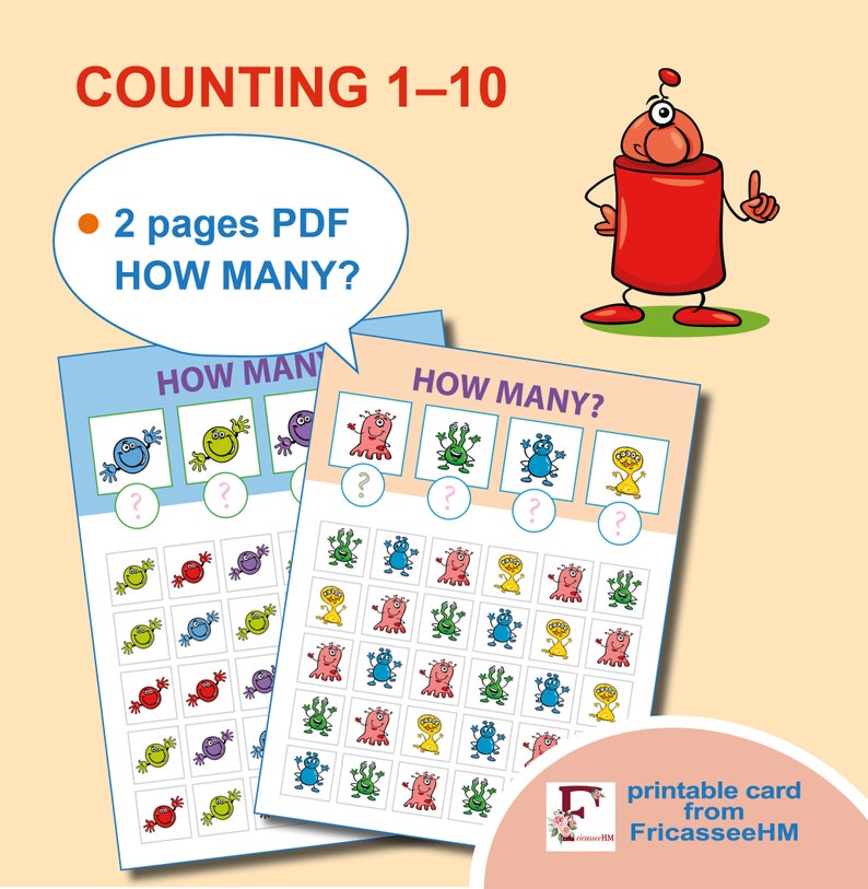 Numbers Toddler Busy Book. Counting Cards 1-10. Monsters - Etsy