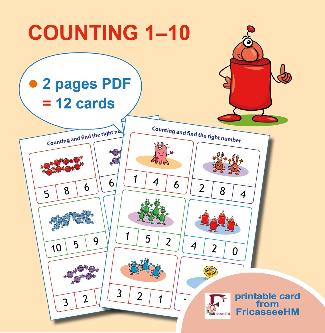 Numbers Toddler Busy Book. Counting Cards 1-10. Monsters - Etsy