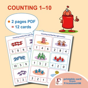 Numbers Toddler Busy Book. Counting Cards (1-10). Monsters Toddler ...