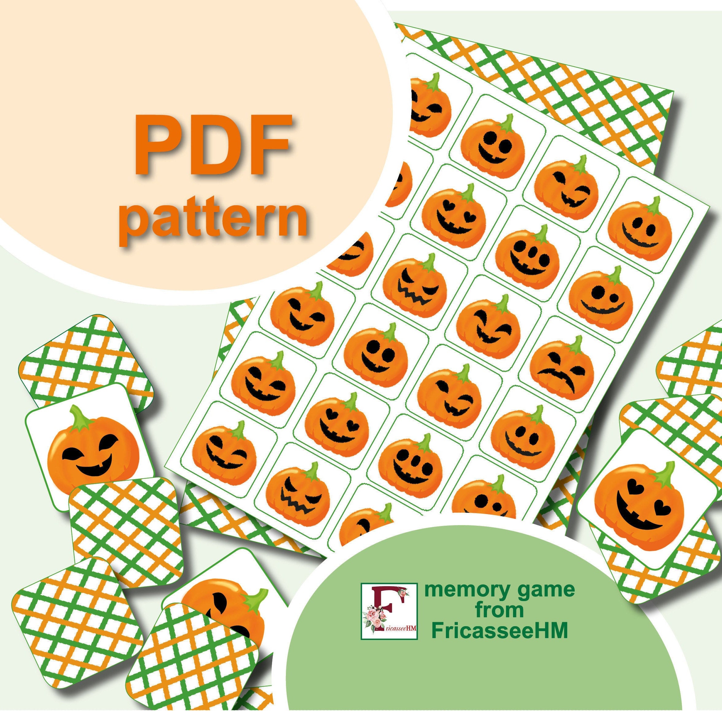 Pumpkin Memory Game for Toddler and Adults for Halloween Party ...