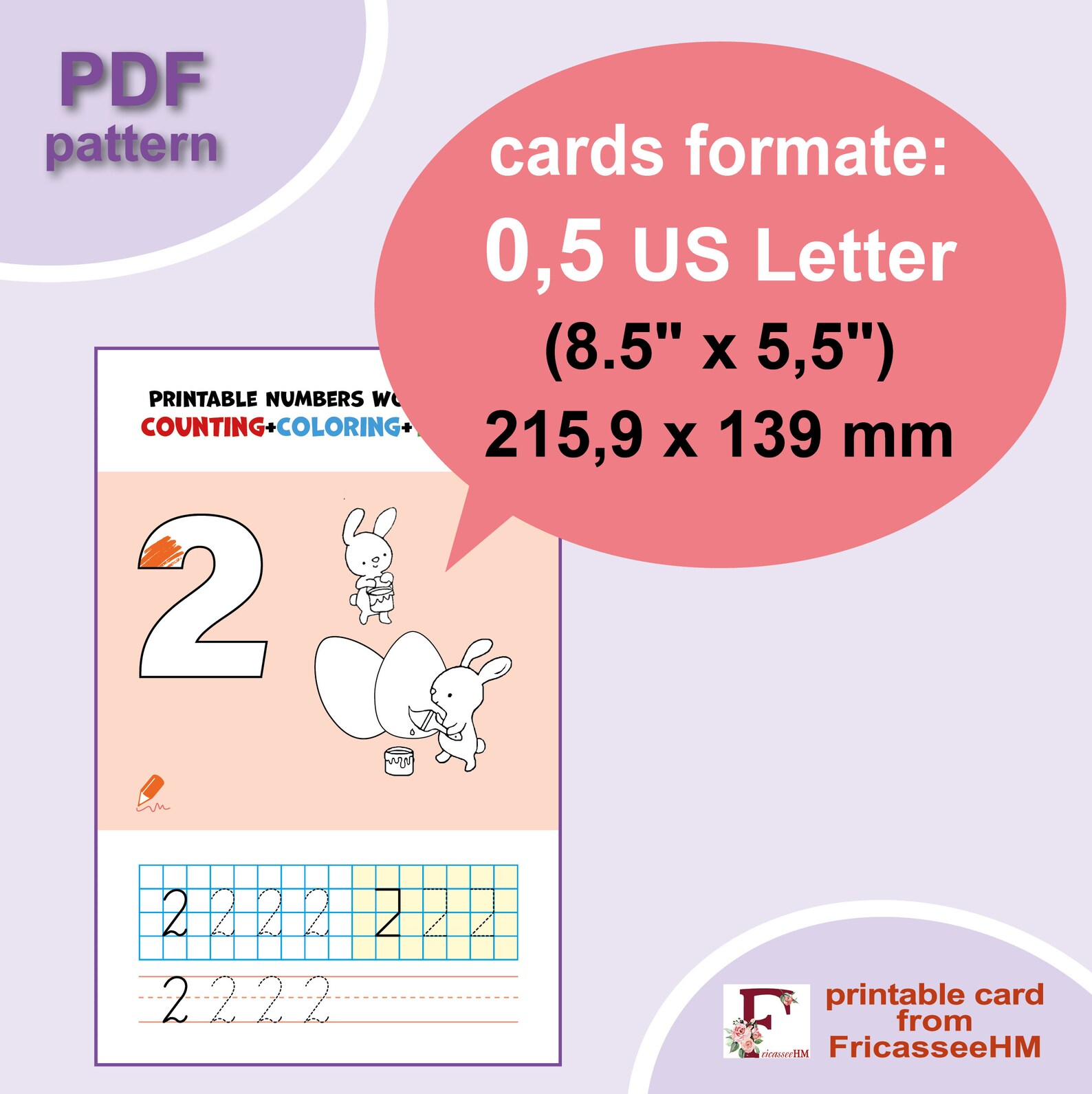 Easter Bunny Coloring Pages for Kids. Printable Tracing Number ...