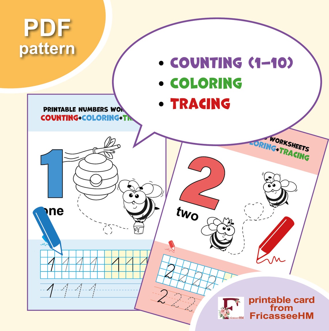 Printable Coloring Pages for Kids. Numbers Tracing Worksheets ...