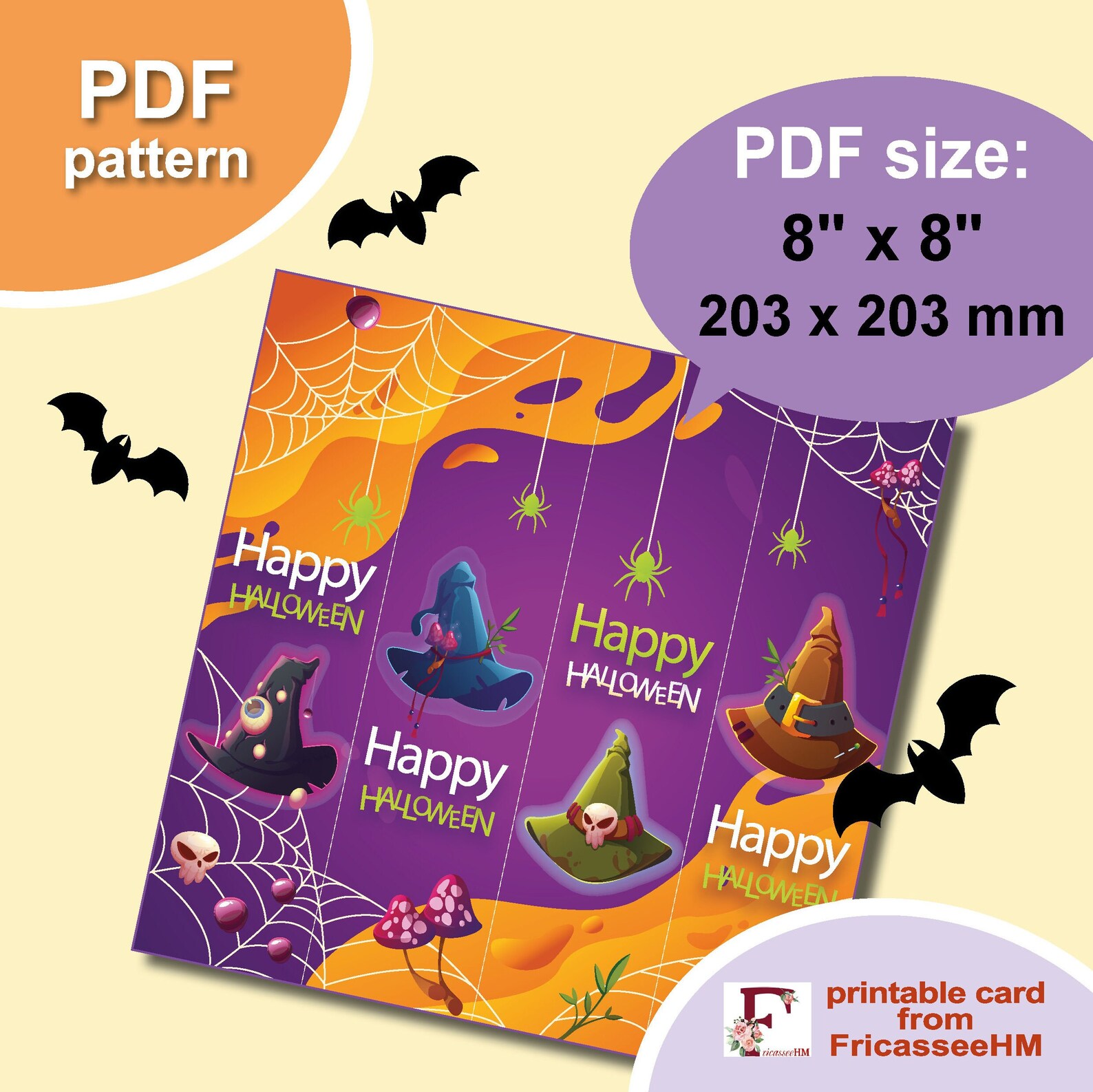 Halloween Printable Bookmarks, Set of 8, PDF Bookmarks, Gifts for ...