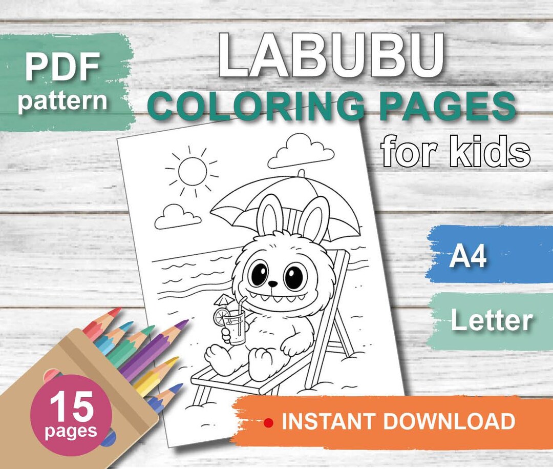 Labubu Coloring Pages for Kids and Toddlers, Gift for a Fellow Labubu ...