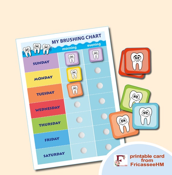 Toothbrush Cards Printable Montessori Calendar Tooth Fairy - Etsy