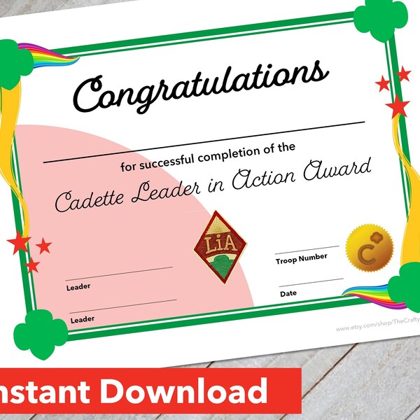 Girl Scout Senior Girltopia Visionary Journey Certificate Downloadable ...