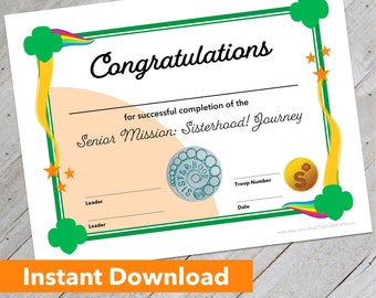 Girl Scout Senior Girltopia Visionary Journey Certificate ...