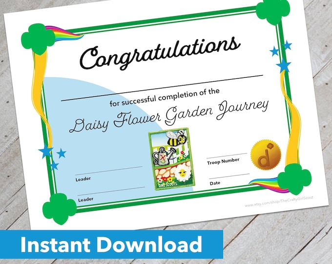 Girl Scout Daisy Welcome to the Daisy Flower Garden Journey Certificate ...