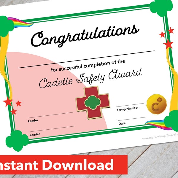 Girl Scout Ambassador Take Action Award Certificate Downloadable Design ...