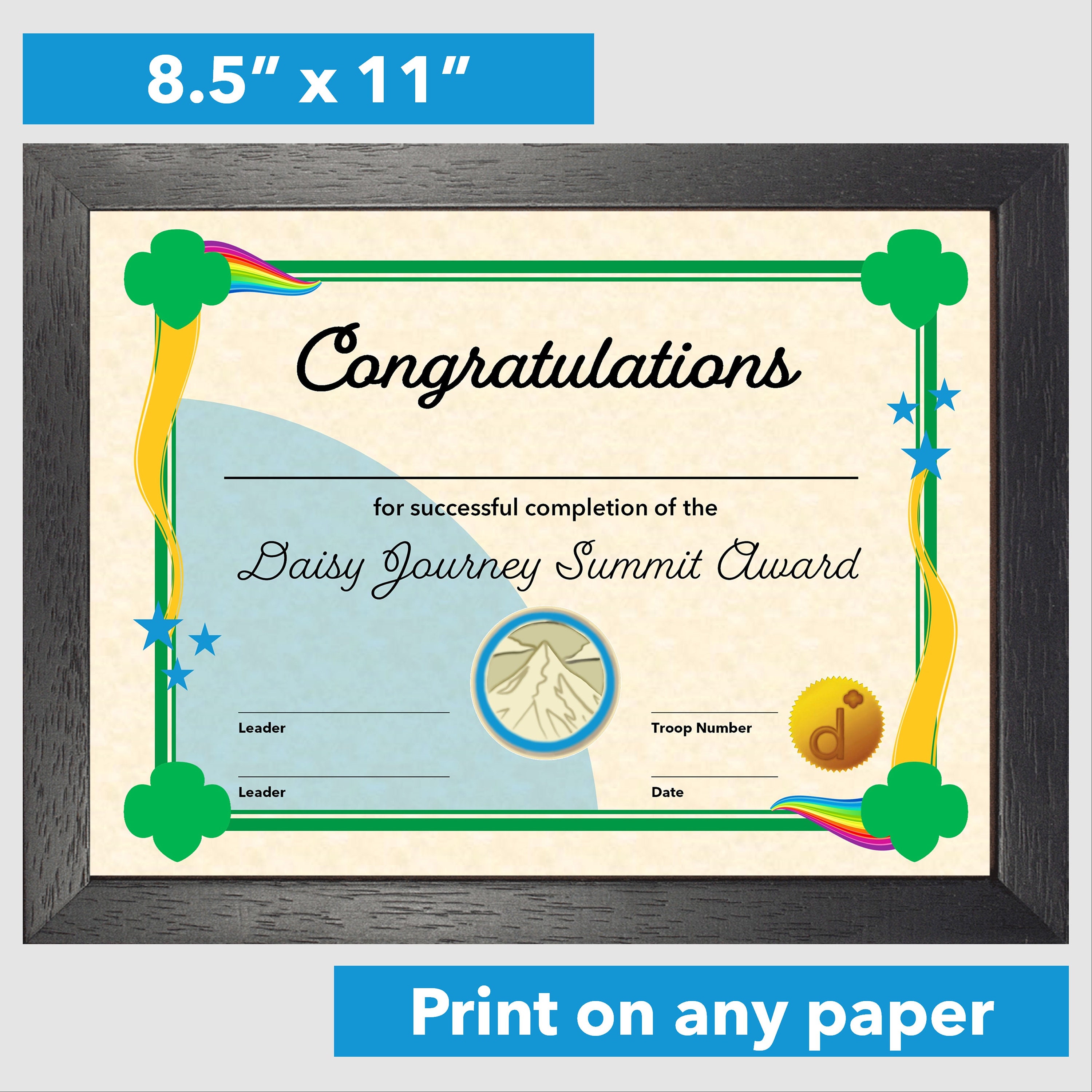 Girl Scout Daisy Journey Summit Award Certificate - Downloadable Design ...