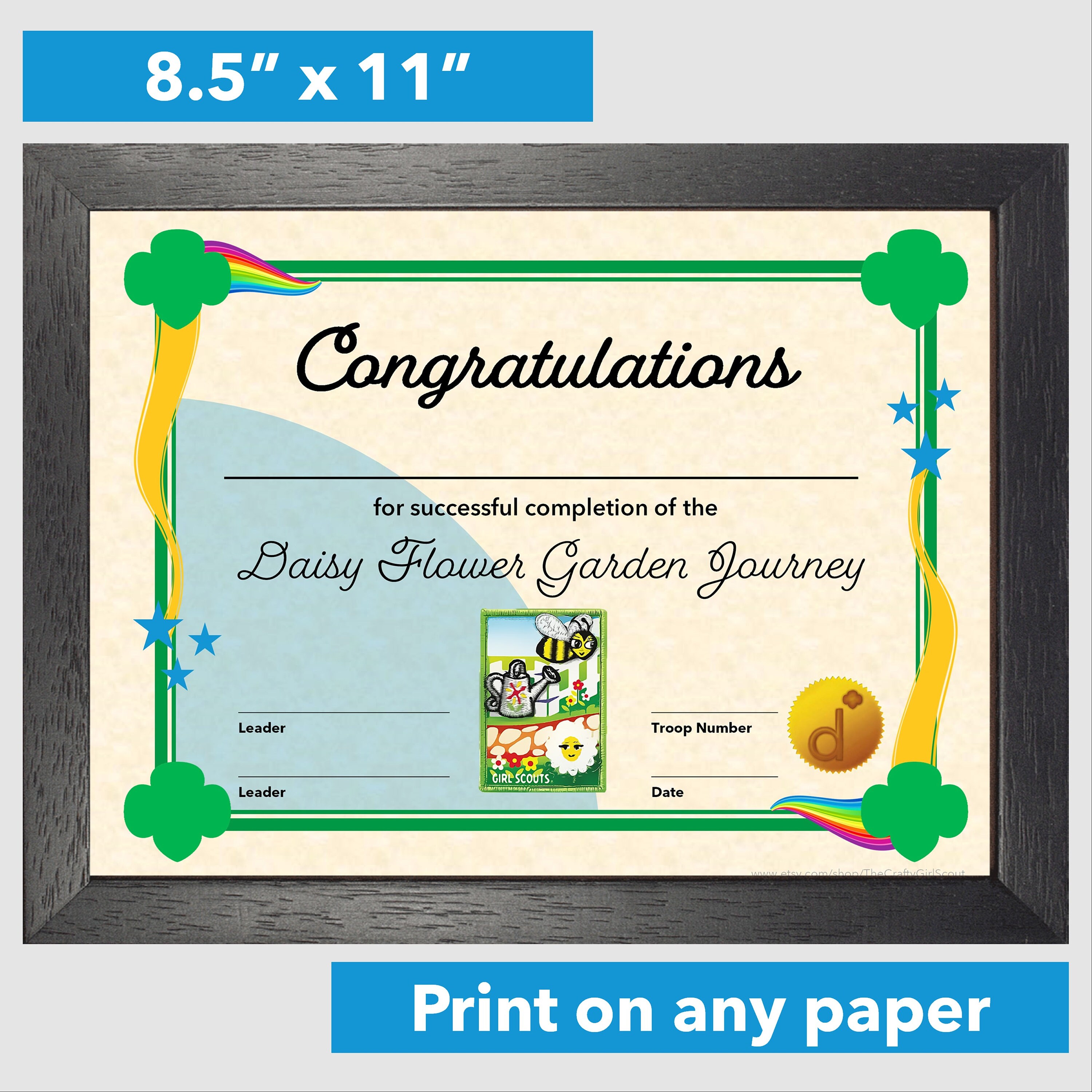 Girl Scout Daisy Welcome to the Daisy Flower Garden Journey Certificate ...