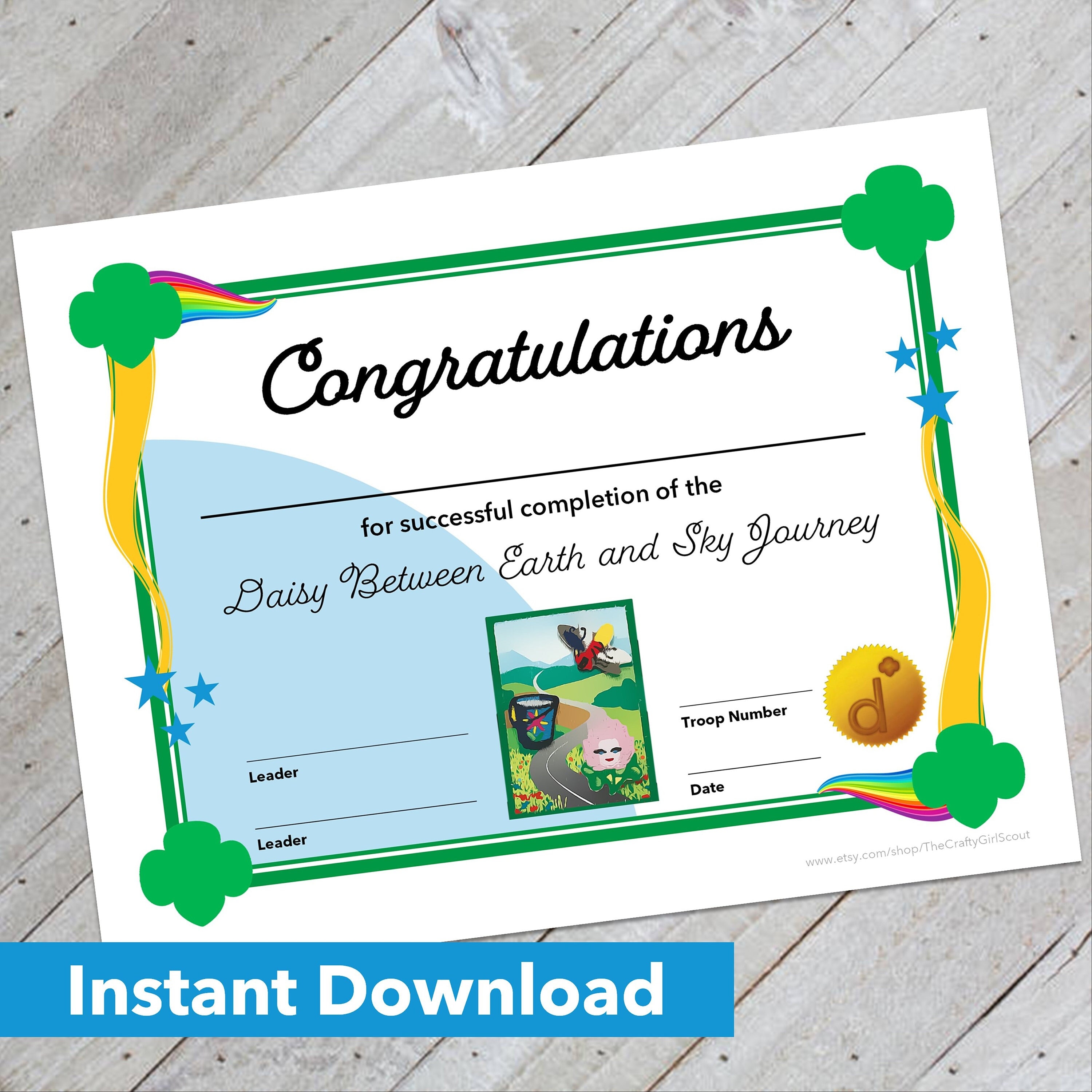 Girl Scout Daisy Between Earth and Sky Journey Certificate ...