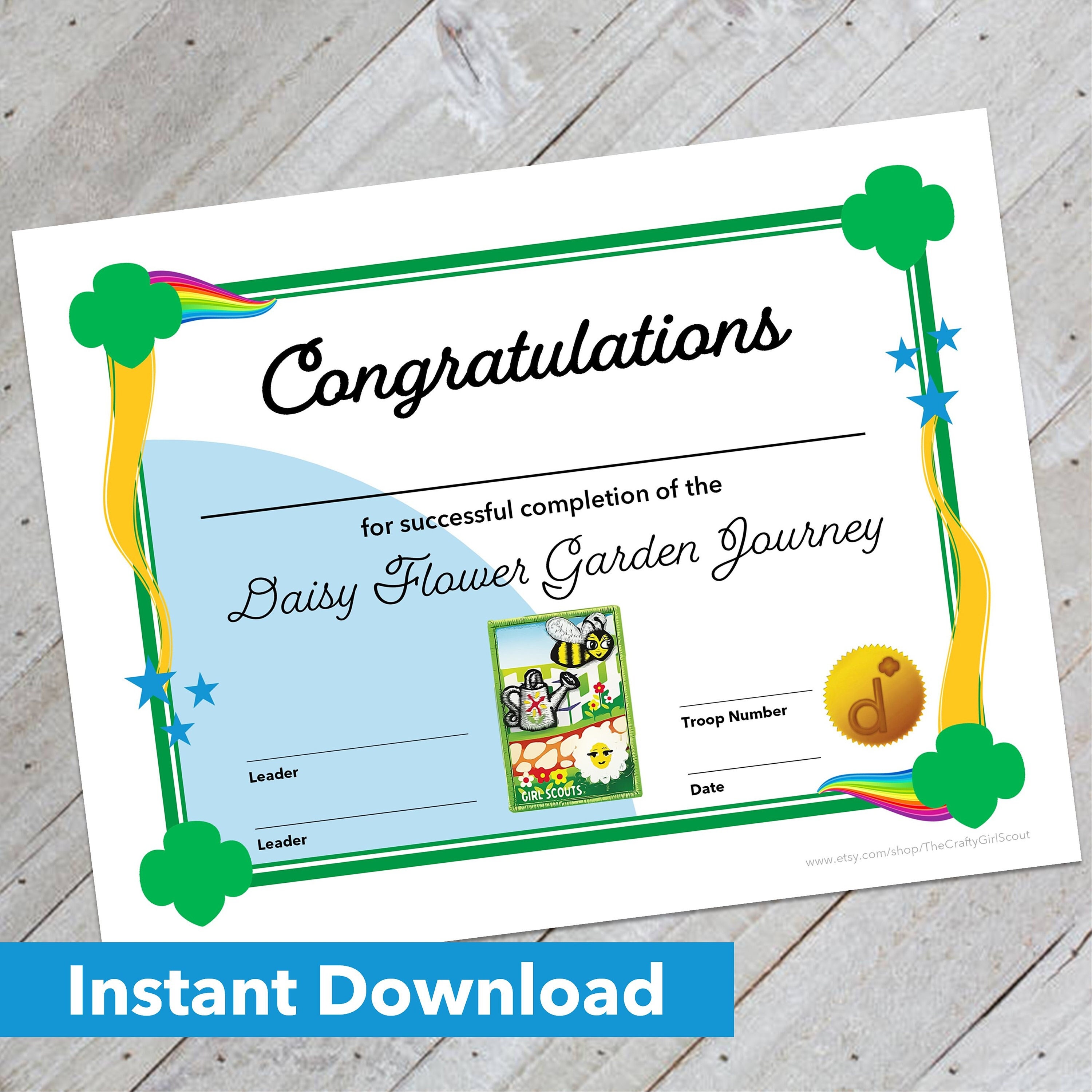 Girl Scout Daisy Welcome to the Daisy Flower Garden Journey Certificate ...