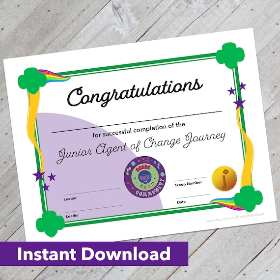 Girl Scout Junior Certificate Girl Scout Cookie Certificates And