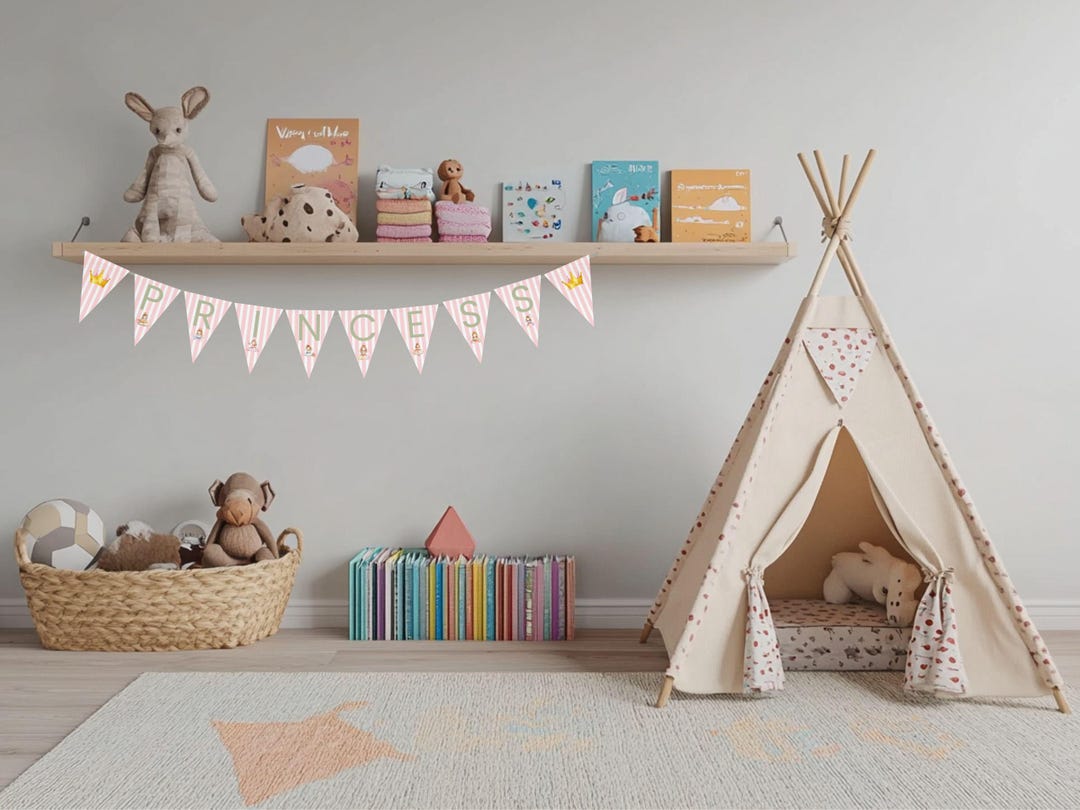 Princess Bunting Printable Girl's Room Bunting Decoration Pink Princess ...