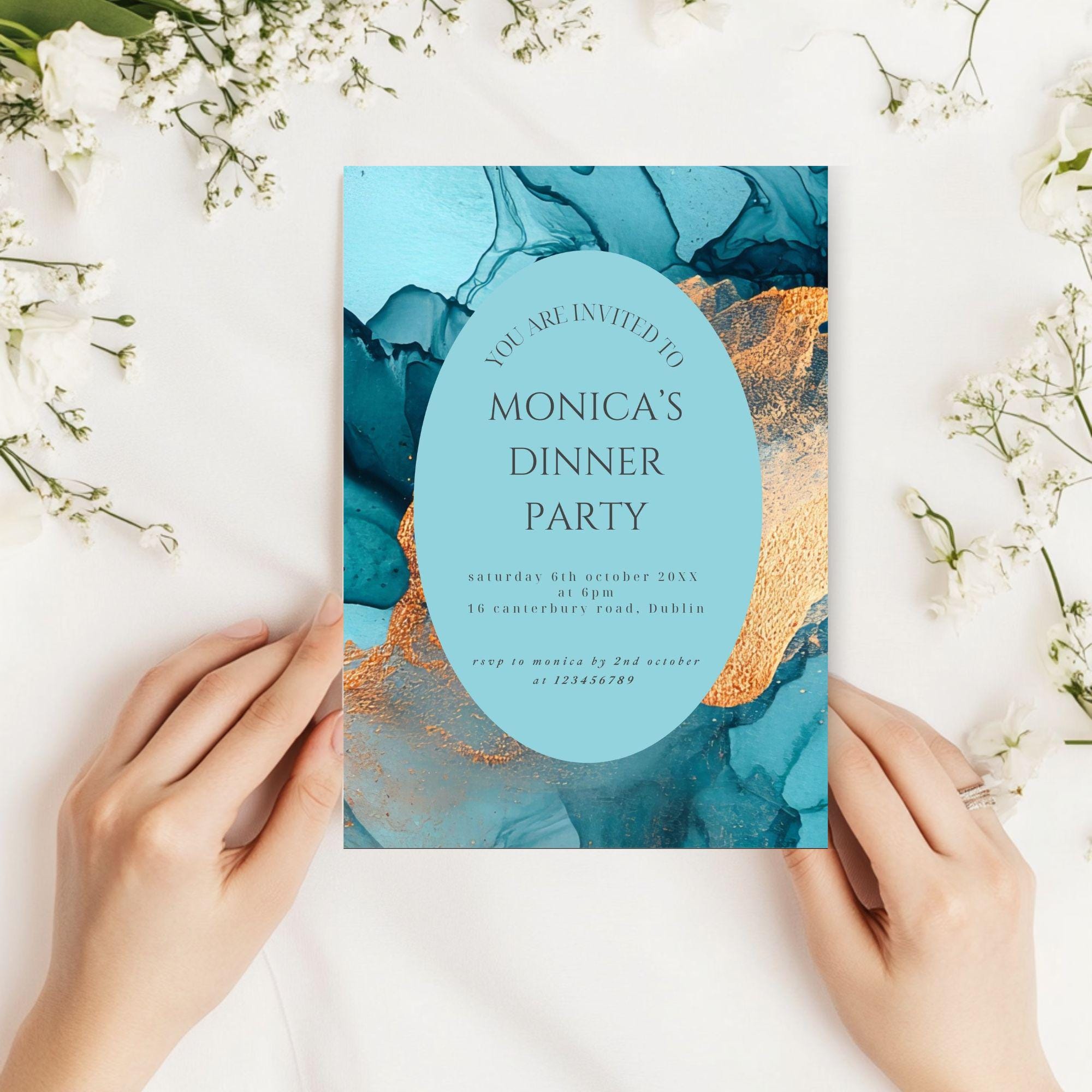 Editable Dinner Party Invitation Birthday Invite Canva Invitation ...