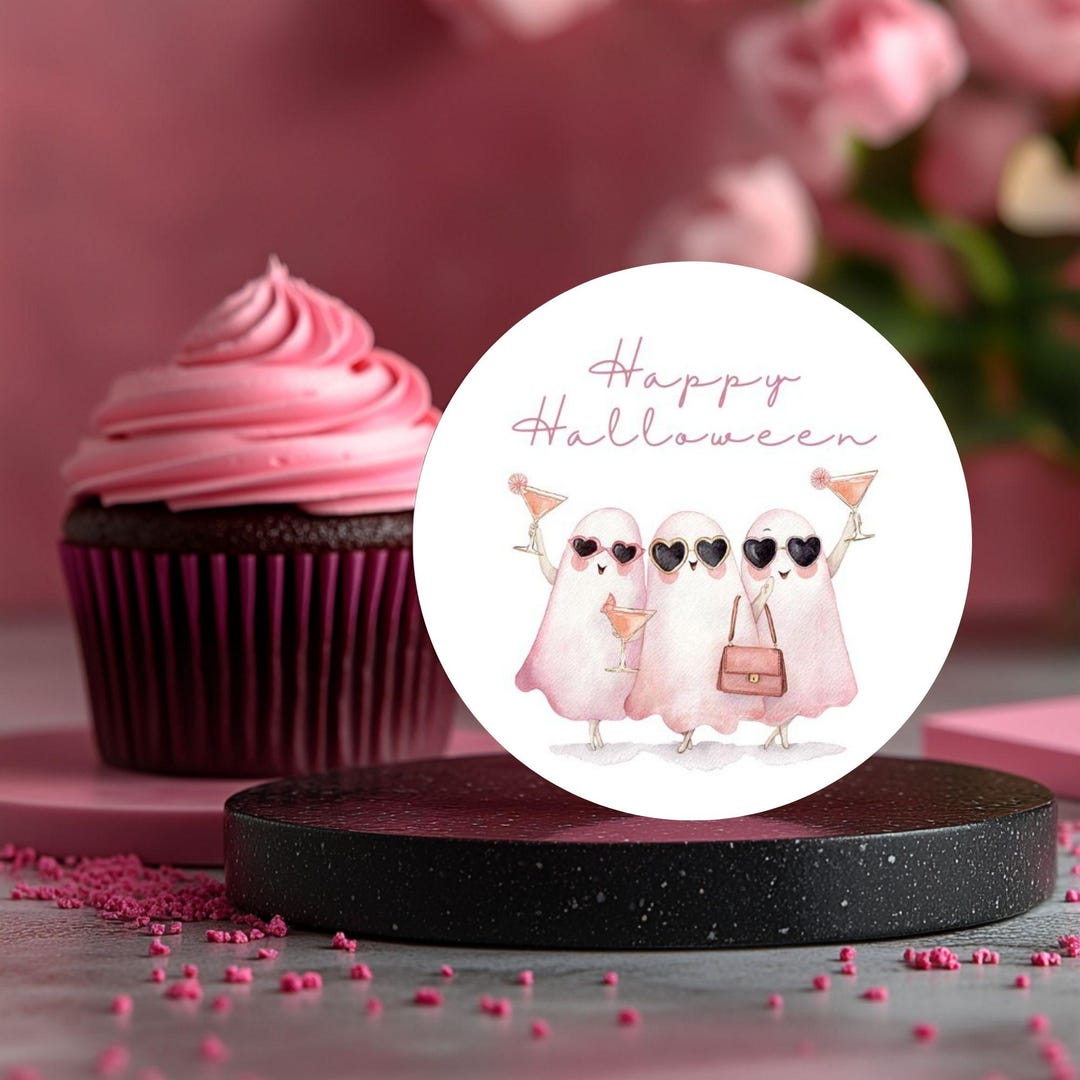 Happy Halloween Cupcake Toppers: Cute Ghosts Girl's Night Party Decor ...