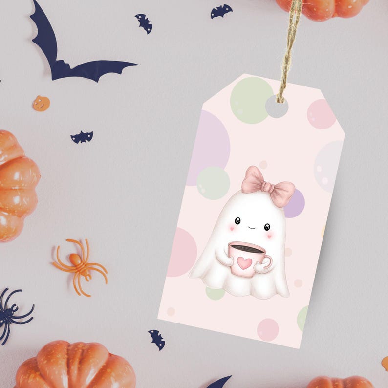 Printable Cute Ghost Gift Tags: Pastel Ghost Thank You Tags Halloween ...