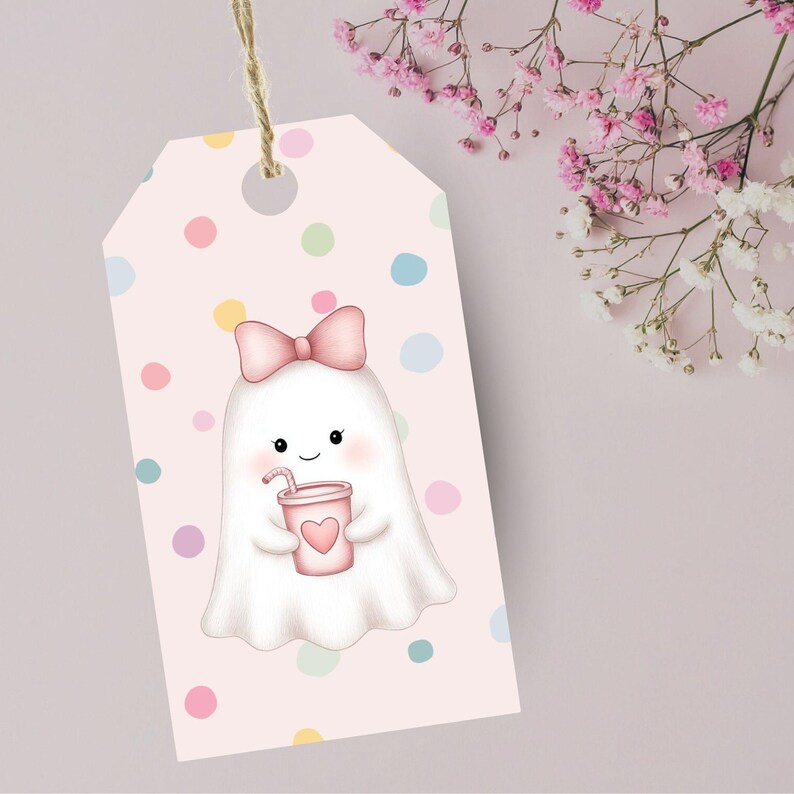 Printable Cute Ghost Gift Tags: Pastel Ghost Thank You Tags Halloween ...