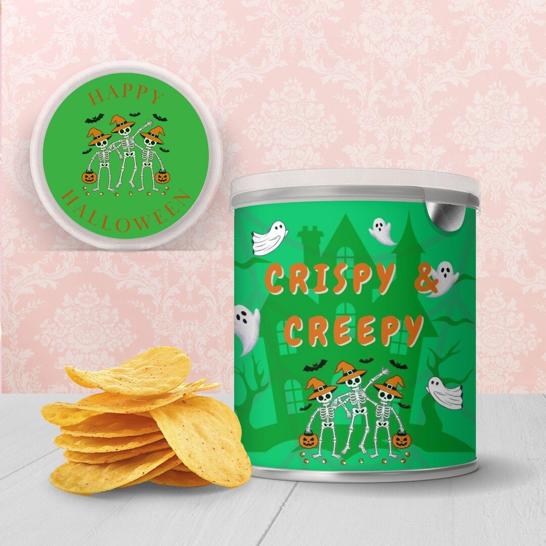 Printable Halloween Snack Can Wrapper: Ghost, Skeleton Party Favor (PDF ...