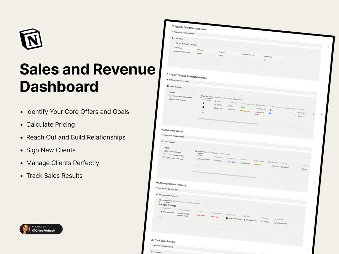 Notion Sales & Revenue Template - Etsy
