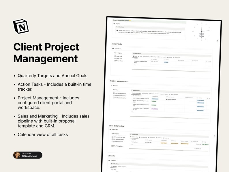 Notion Client Management Template - Etsy