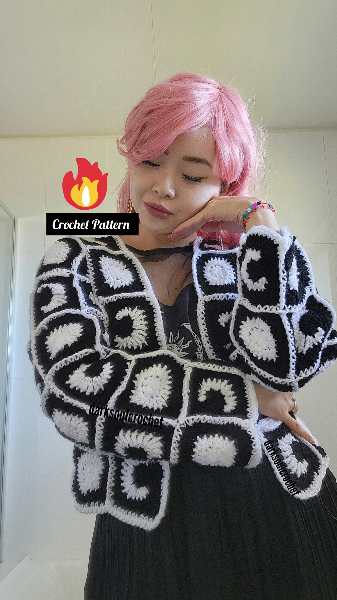 Mystic Moon Cardigan CROCHET PATTERN/ Witchy Cardigan/ Cottagecore Cardigan/ Crescent Moon ...