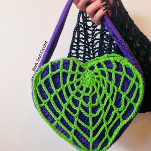 CROCHET PATTERN Crochet Spiderweb Bag/stuck in Your Web Bag / Heart ...